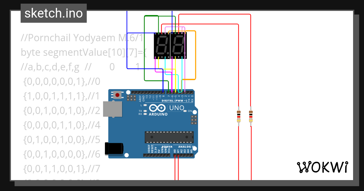 M61-LED-2Digit - Wokwi ESP32, STM32, Arduino Simulator