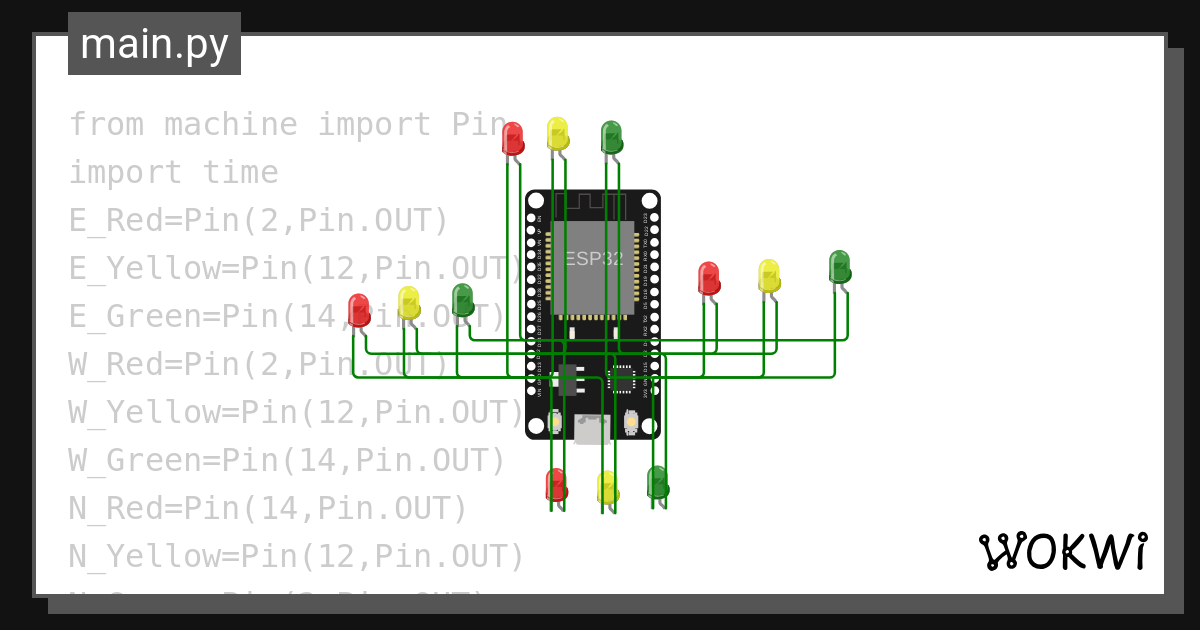 Traffic Light Wokwi Esp32 Stm32 Arduino Simulator 0307