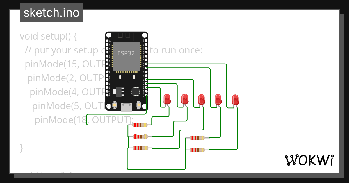 7 Luces led - Wokwi ESP32, STM32, Arduino Simulator