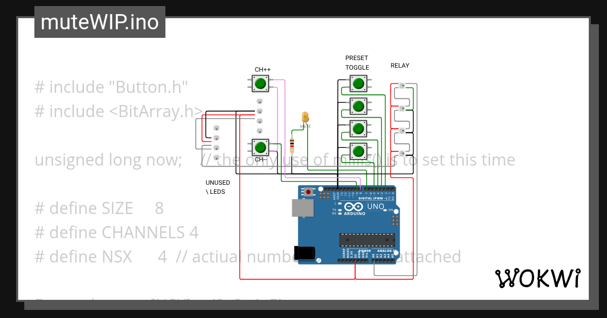 Button Press / Mute - Wokwi ESP32, STM32, Arduino Simulator