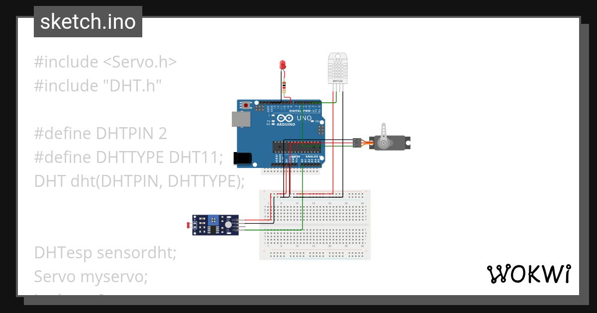 LED + SERVO - Wokwi ESP32, STM32, Arduino Simulator