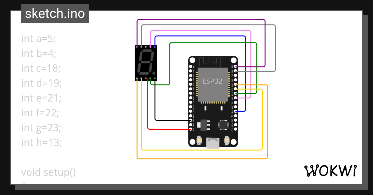 Seven Segment Display - Wokwi ESP32, STM32, Arduino Simulator