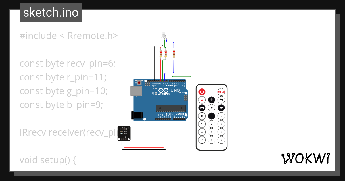 Remot RGB led - Wokwi ESP32, STM32, Arduino Simulator