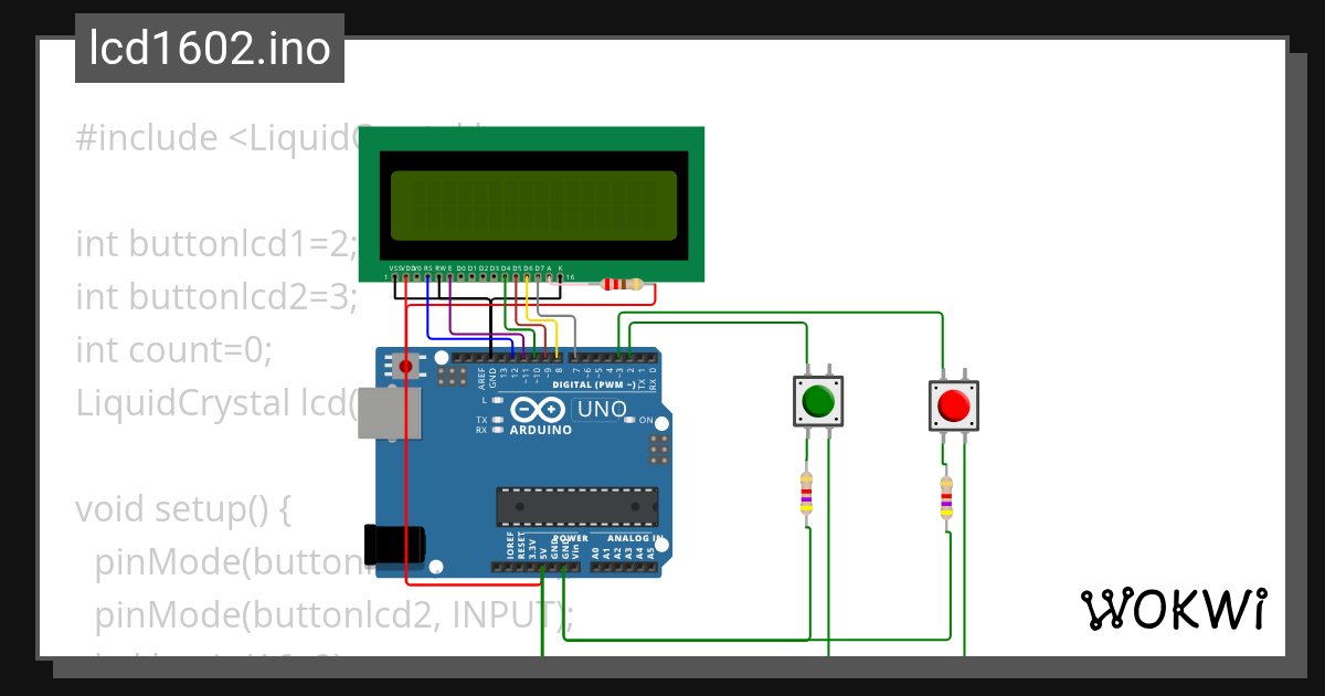 กดสีเขียวเพิ่ม กดสีแดงลด Wokwi Esp32 Stm32 Arduino Simulator