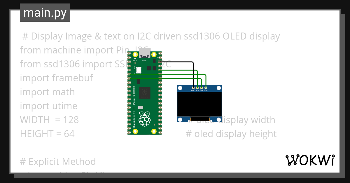 pico to oled - sourced - Wokwi ESP32, STM32, Arduino Simulator