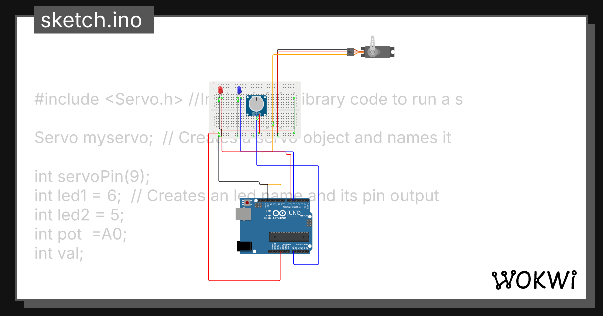 Servo X LED - Wokwi ESP32, STM32, Arduino Simulator