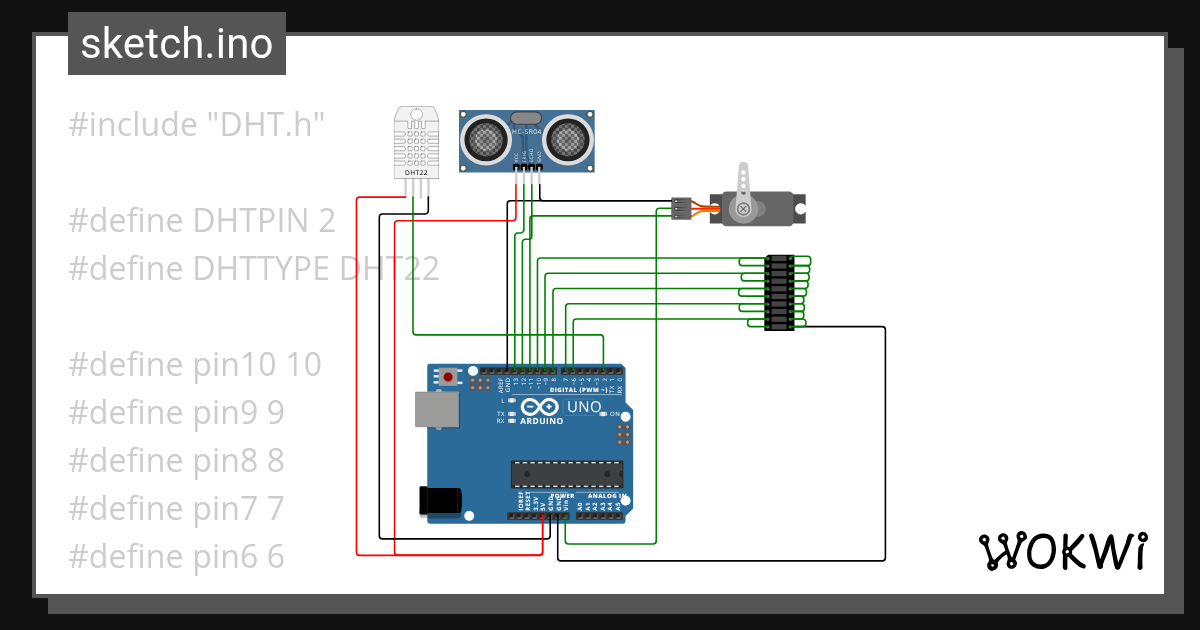 *C, serv, led - Wokwi ESP32, STM32, Arduino Simulator