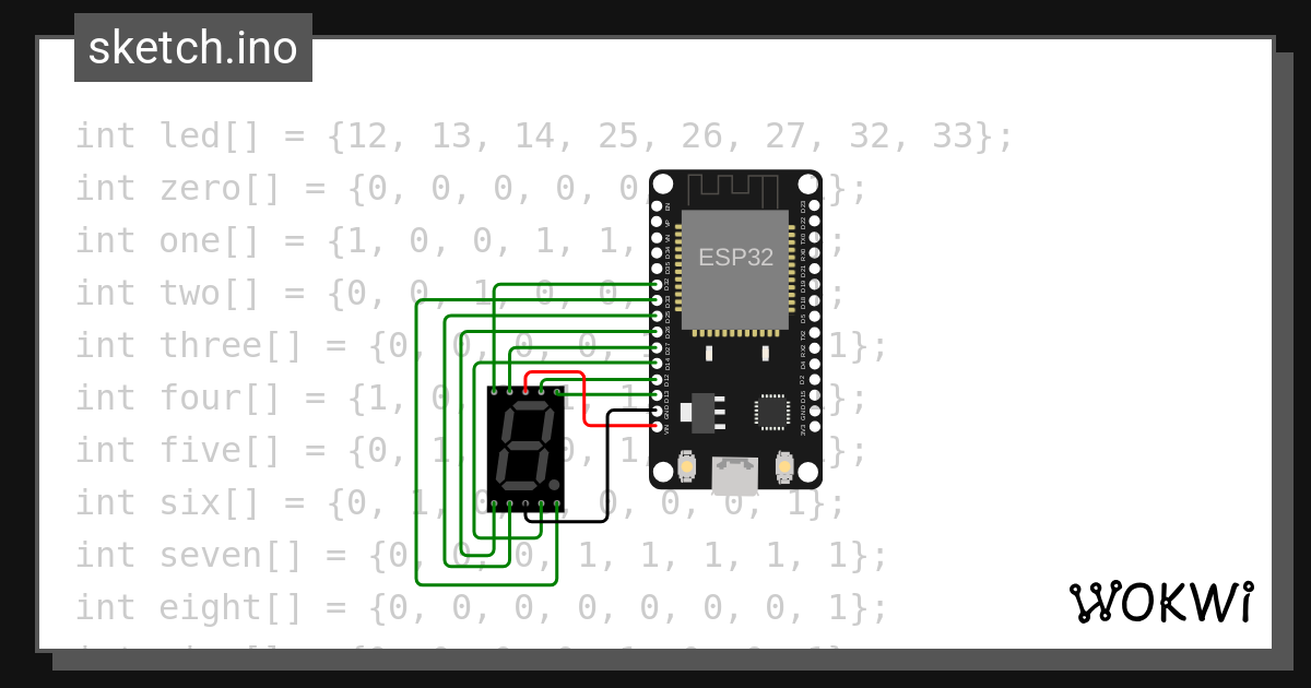 Seven Segment Led Wokwi Esp32 Stm32 Arduino Simulator 3721