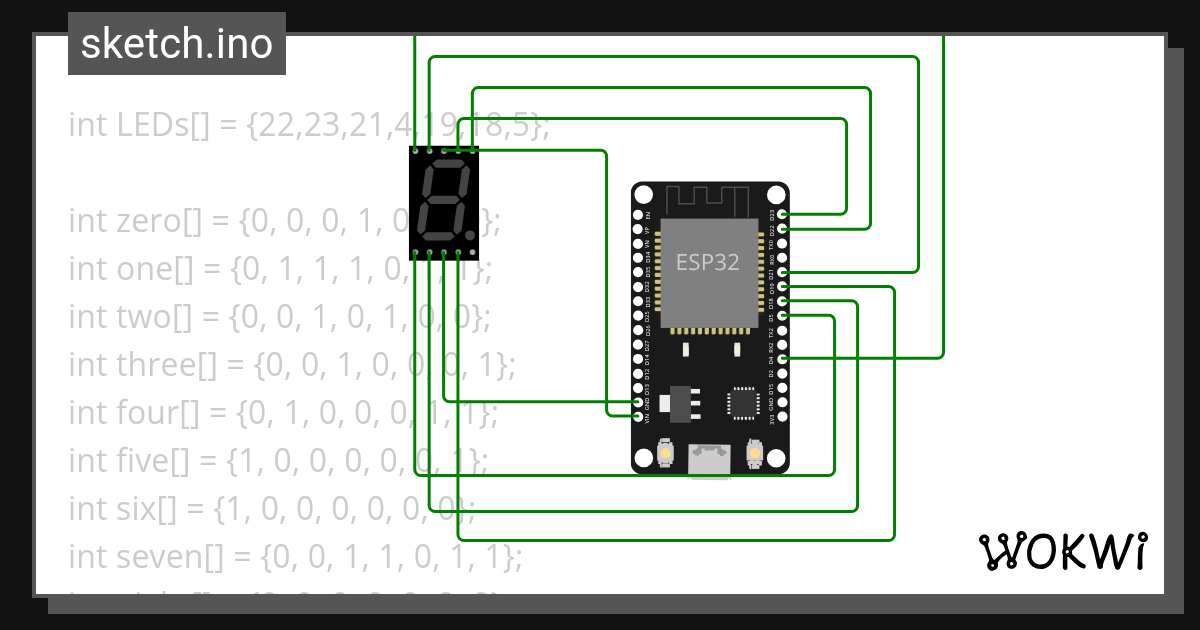 7 segment display - Wokwi ESP32, STM32, Arduino Simulator