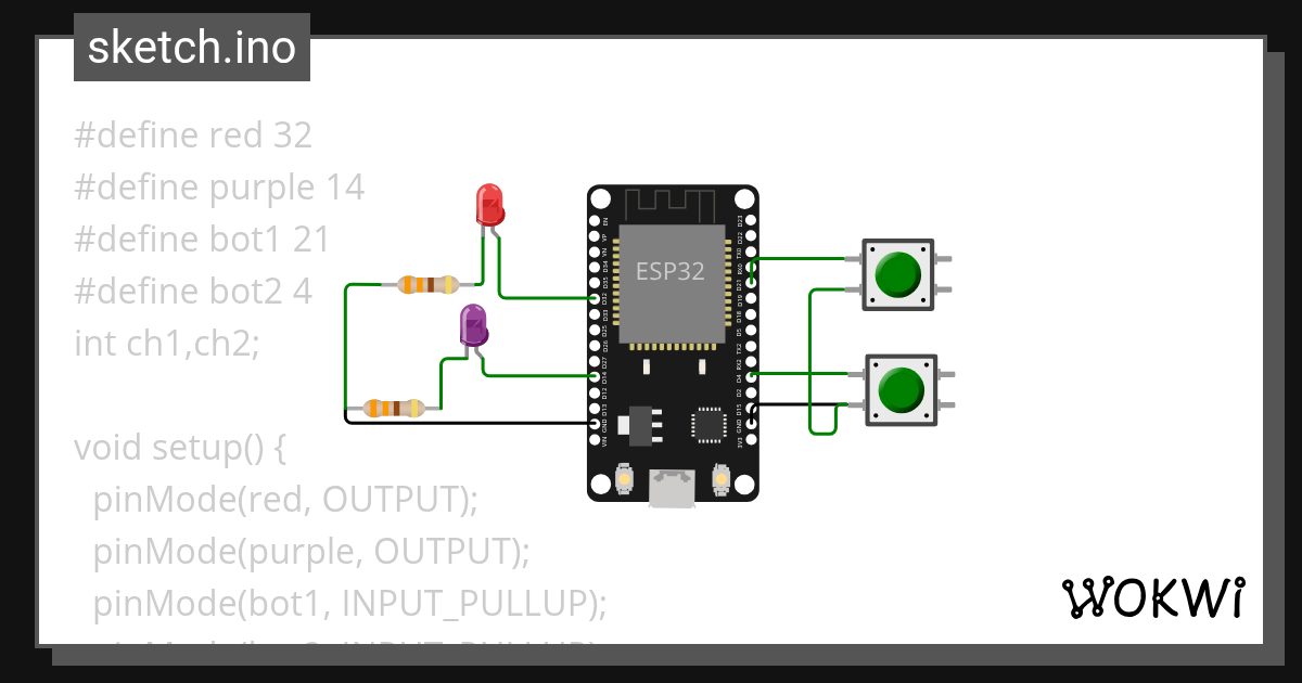 aula 1 contador binario com esp32 02/02/23 - Wokwi ESP32, STM32, Arduino Simulator