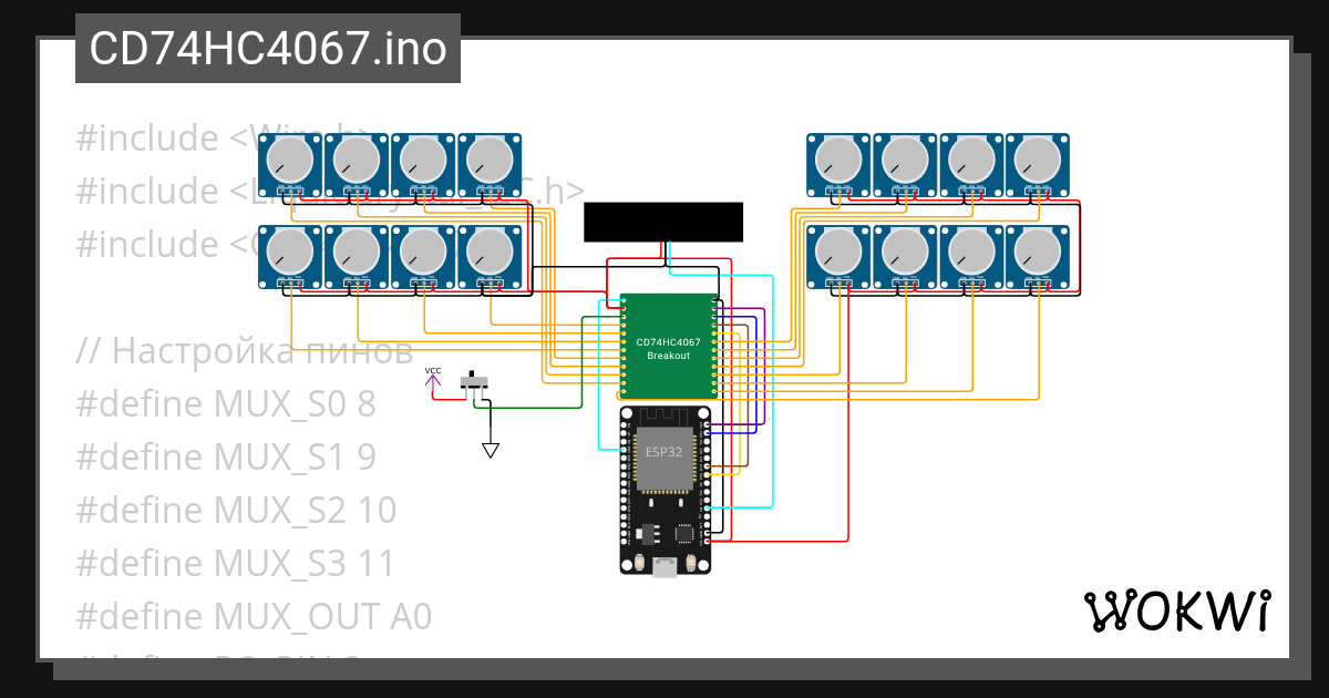 CD74HC4067.ino copy - Wokwi ESP32, STM32, Arduino Simulator