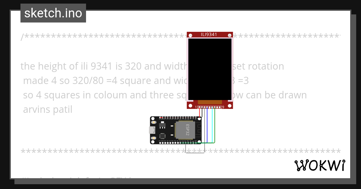 tft 12 rectangles usingesp32 - Wokwi ESP32, STM32, Arduino Simulator
