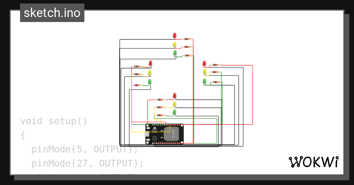ไฟแดง Wokwi Esp32 Stm32 Arduino Simulator