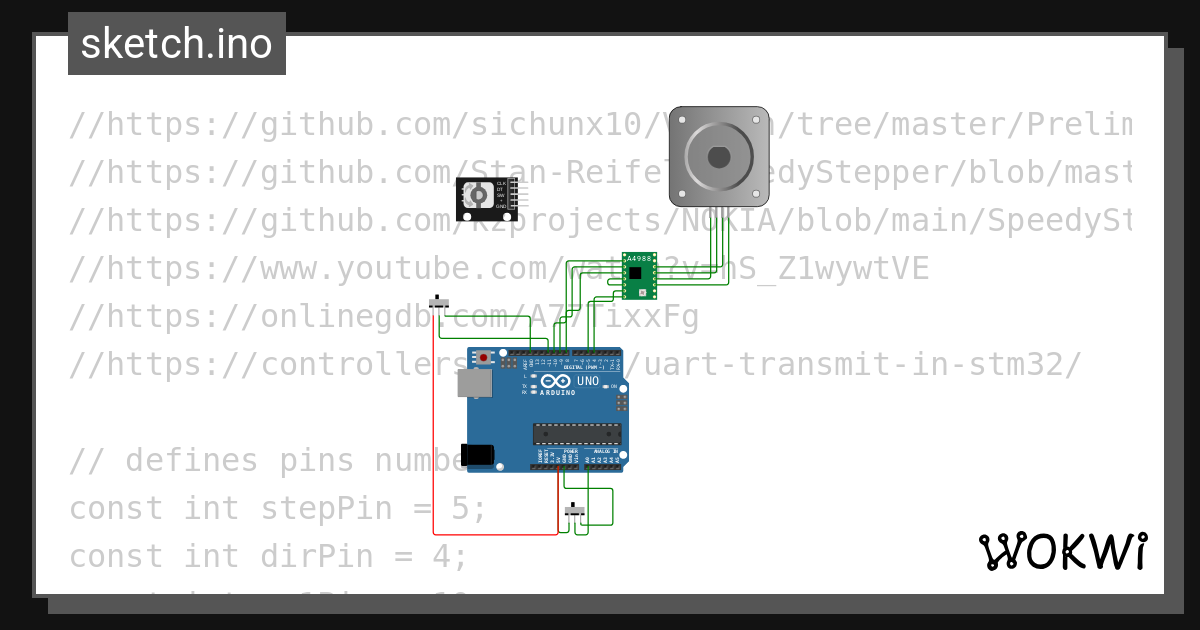 Stepper Motor Gyorsulás Lasulás Copy Wokwi Esp32 Stm32 Arduino Simulator 9934