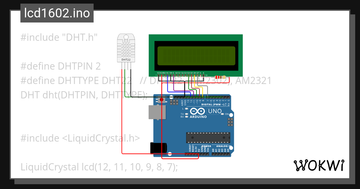 lcd1602.ino - Wokwi ESP32, STM32, Arduino Simulator