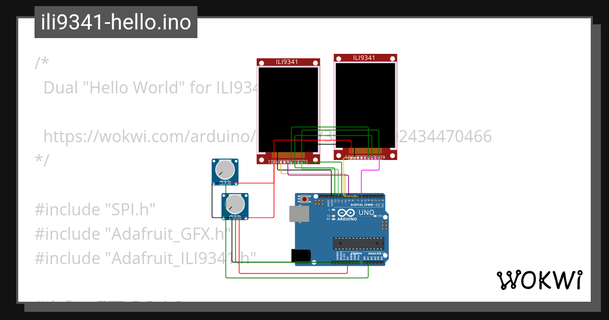TFT ili9341-hello.ino - Wokwi ESP32, STM32, Arduino Simulator