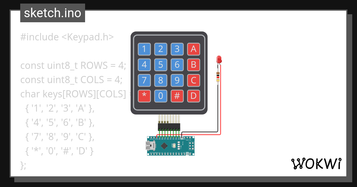 KEYPAD MEMBRAN 4x4 - Wokwi ESP32, STM32, Arduino Simulator KEYPAD MEMBRAN 4x4 - Wokwi ESP32, STM32, Arduino Simulator