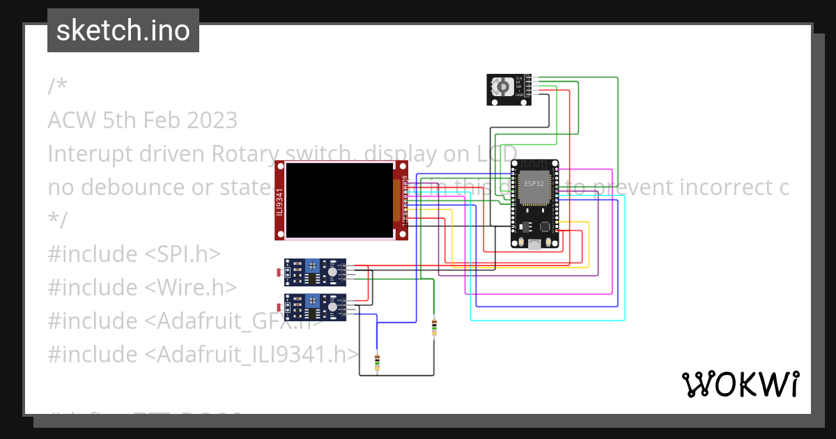 Rotary LCD - Wokwi ESP32, STM32, Arduino Simulator