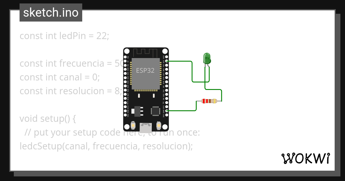 Disminuir y aumentar el LED - Wokwi ESP32, STM32, Arduino Simulator