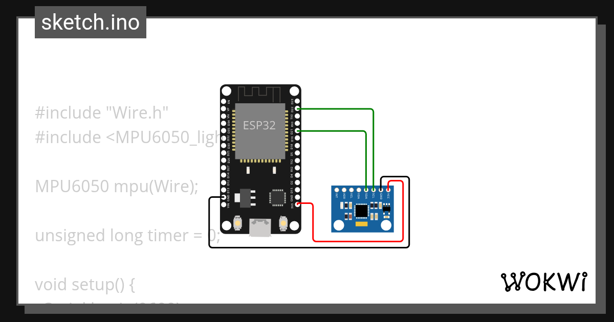 Esp32+MPU6050 - Wokwi ESP32, STM32, Arduino Simulator