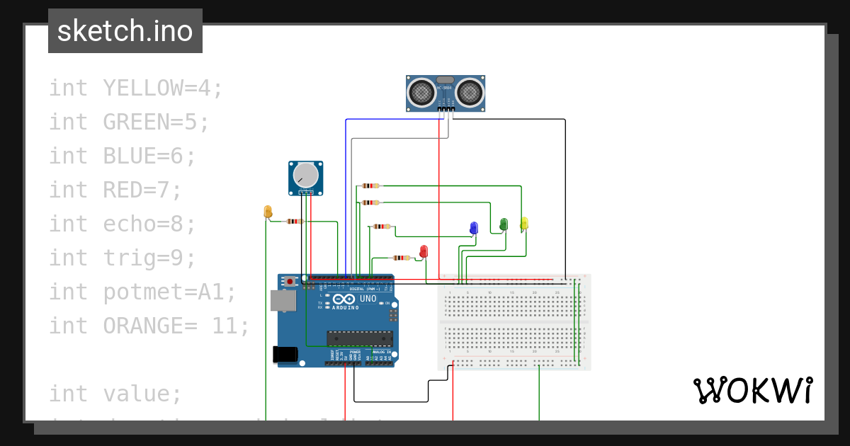 Ultrasonic Potled Wokwi Esp32 Stm32 Arduino Simulator 8621