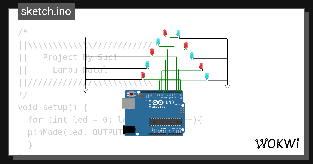 Lampu Natal Wokwi Esp32 Stm32 Arduino Simulator
