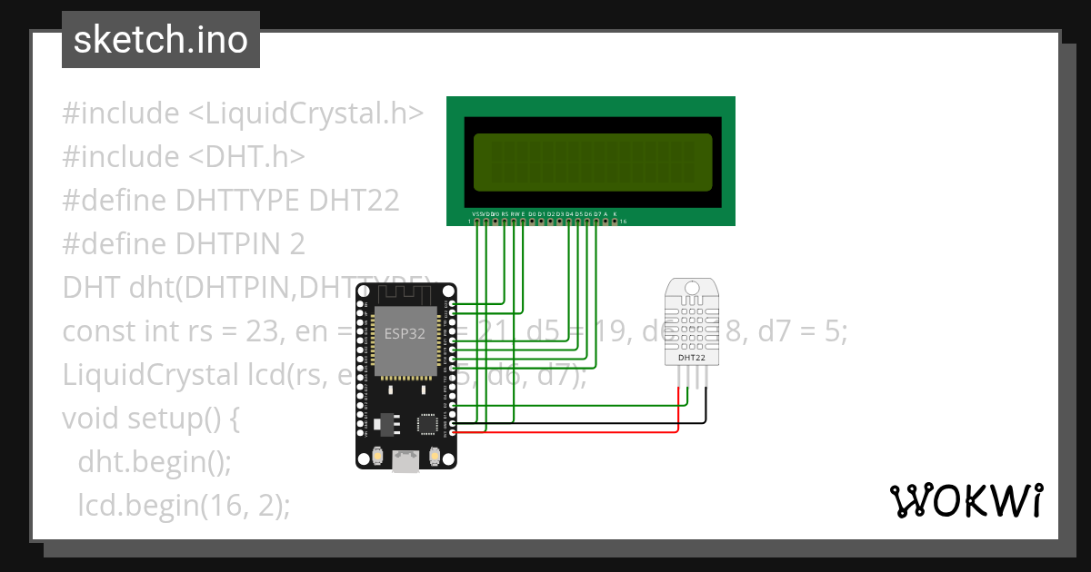 LCD_with_DHT - Wokwi ESP32, STM32, Arduino Simulator