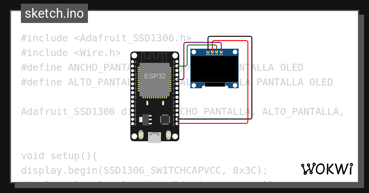 Prueba Oled Wokwi Esp32 Stm32 Arduino Simulator 