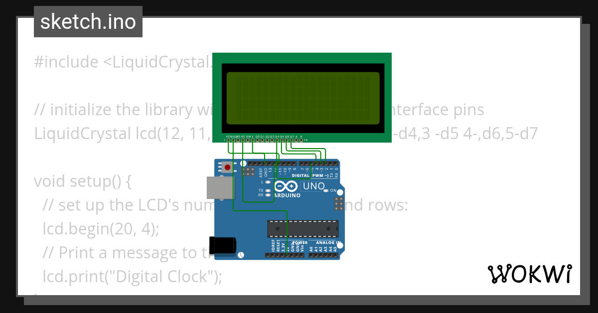simple time counter lcd2004Untitled project copy - Wokwi ESP32, STM32, Arduino Simulator