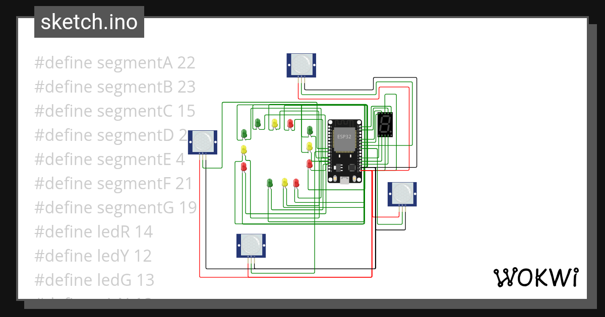 ECE282-4-way traffic with 2 case - Wokwi ESP32, STM32, Arduino Simulator