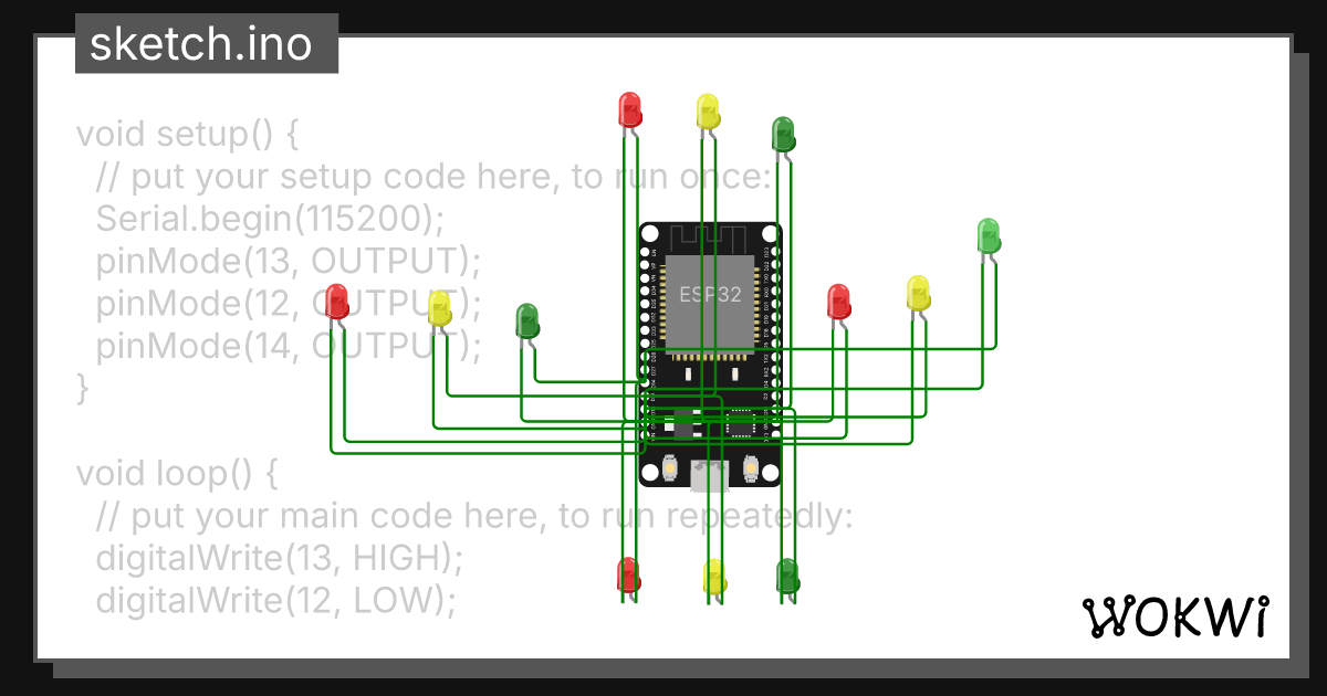Traffic Light - Wokwi Arduino and ESP32 Simulator