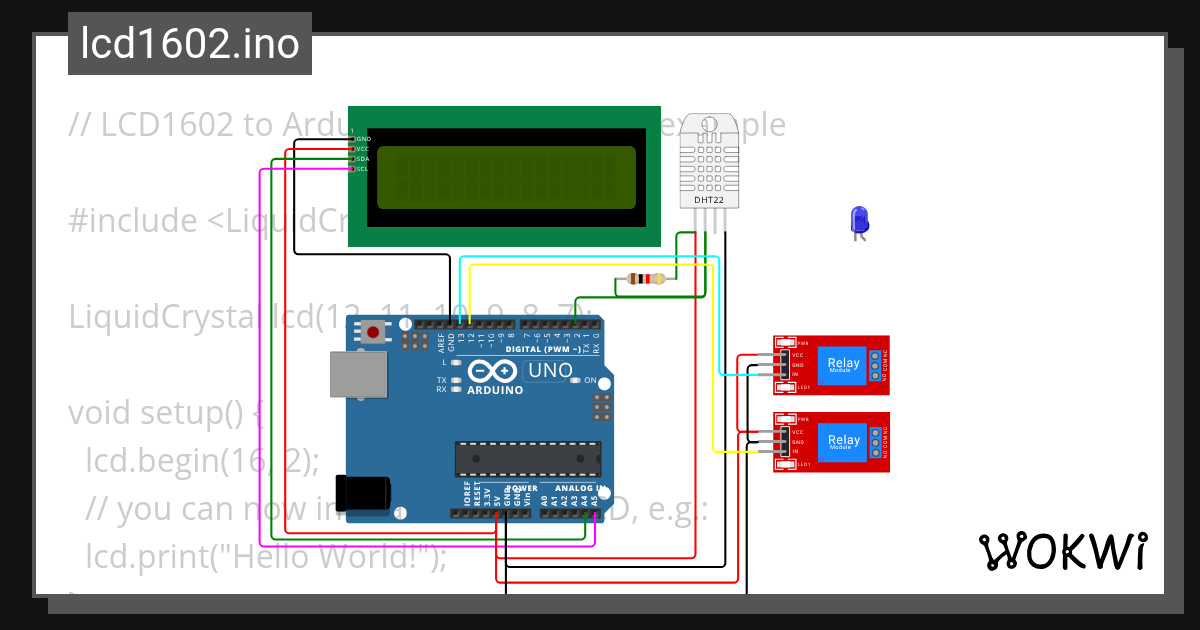 lcd1602.ino - Wokwi ESP32, STM32, Arduino Simulator
