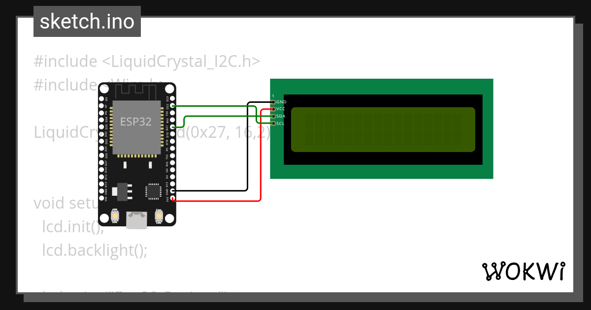 Lcd i2c 08/02/23 - Wokwi ESP32, STM32, Arduino Simulator Lcd i2c 08/02/23 - Wokwi ESP32, STM32, Arduino Simulator