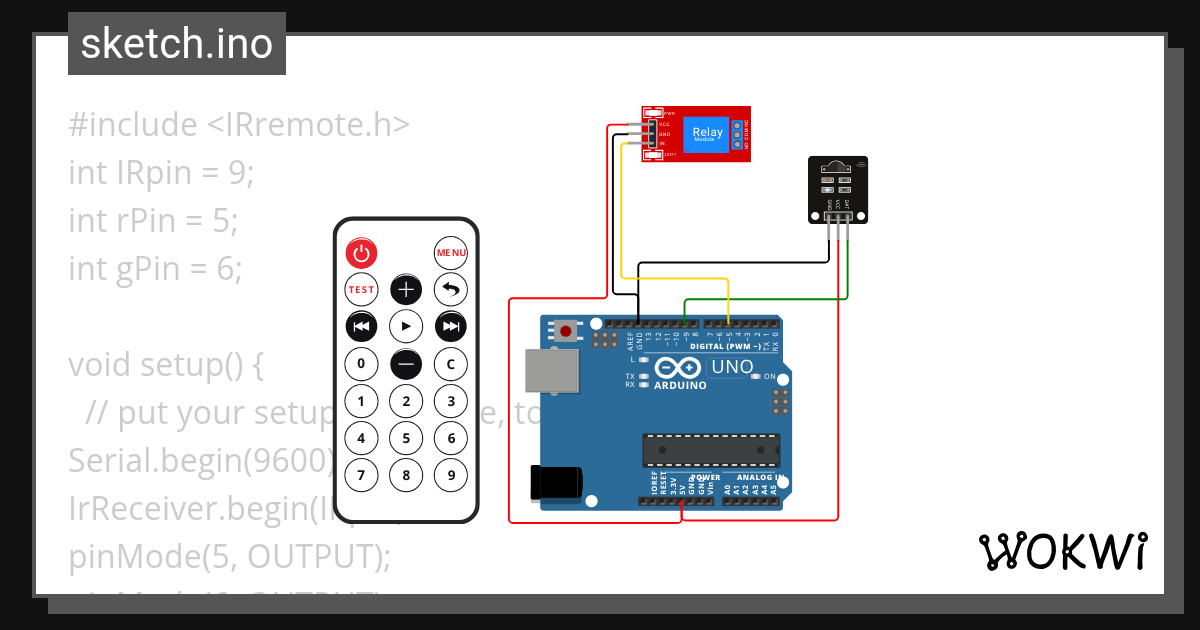 led y control IR - Wokwi ESP32, STM32, Arduino Simulator