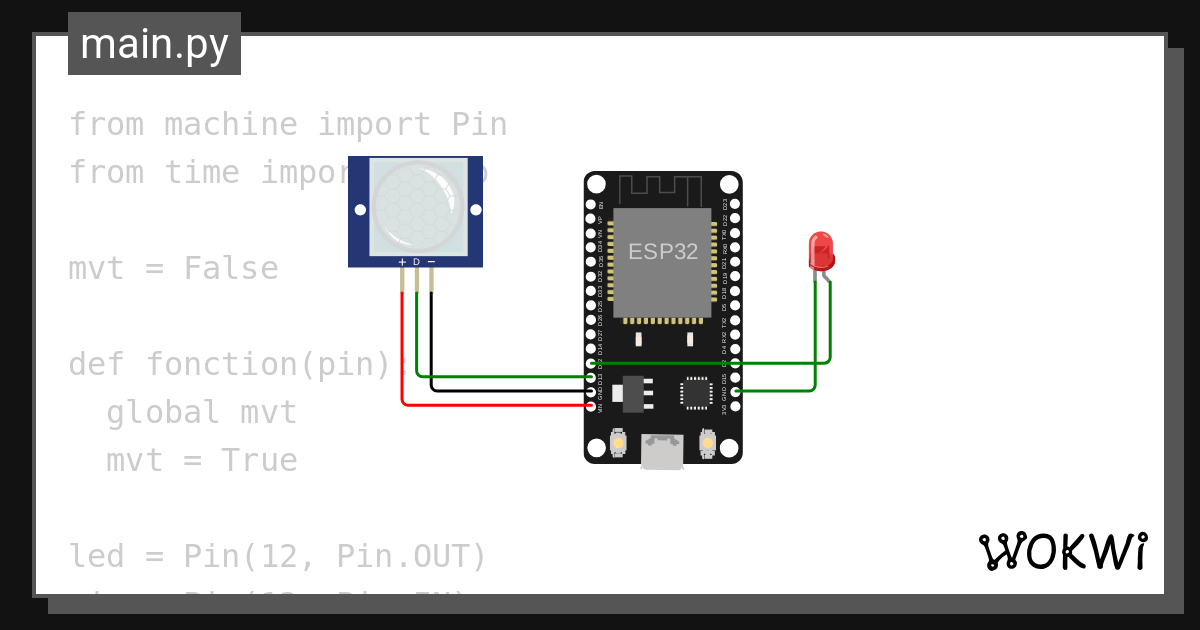 Capteur Pir Wokwi Esp32 Stm32 Arduino Simulator 9995