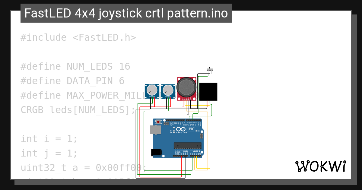 Fastled 4x4 Motif Joystick Wokwi Esp32 Stm32 Arduino Simulator
