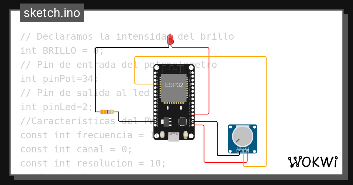 Control De Intensidad Del Led Wokwi Esp32 Stm32 Arduino Simulator 8076