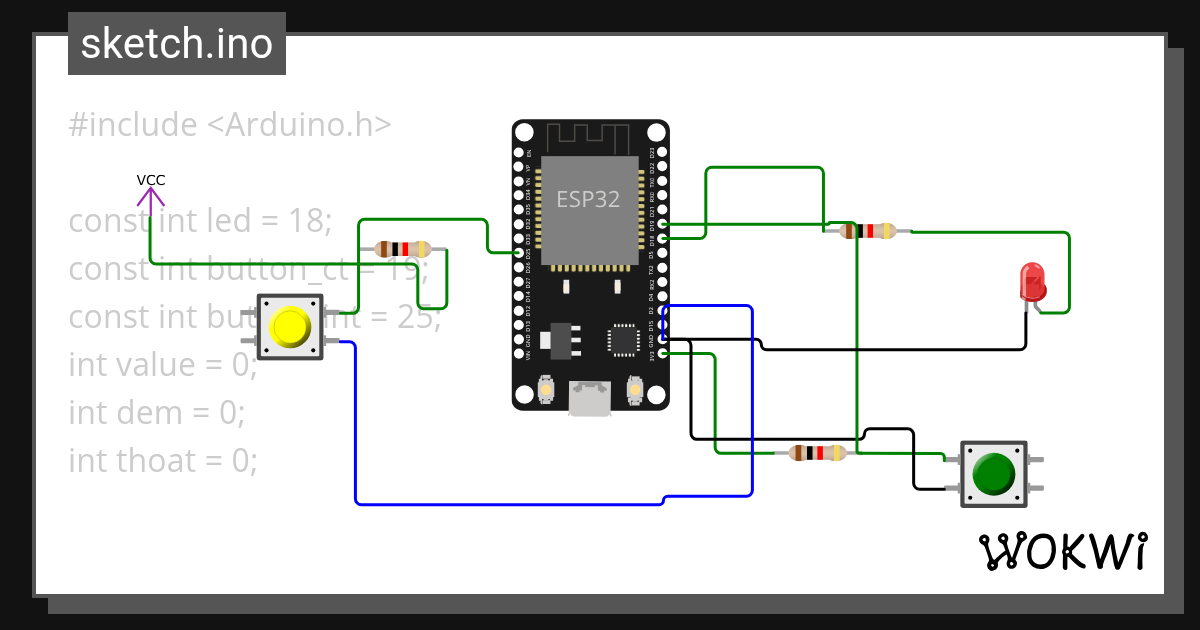 LED_GPIO - Wokwi ESP32, STM32, Arduino Simulator