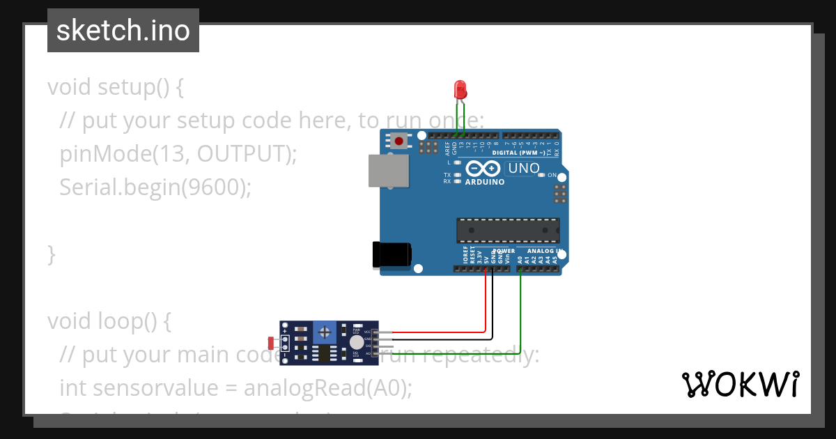 LDR - analog port - Wokwi ESP32, STM32, Arduino Simulator