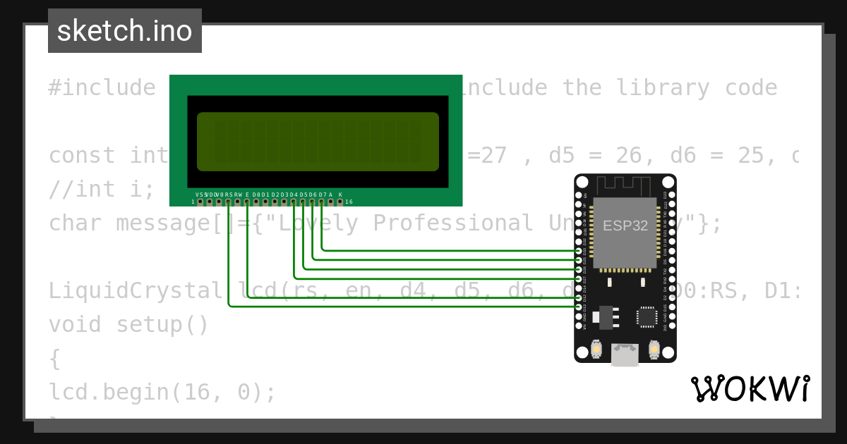 Lcd Using Esp Wokwi Esp32 Stm32 Arduino Simulator