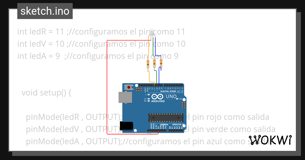 Ejercicio Led RGB 2 - Wokwi ESP32, STM32, Arduino Simulator