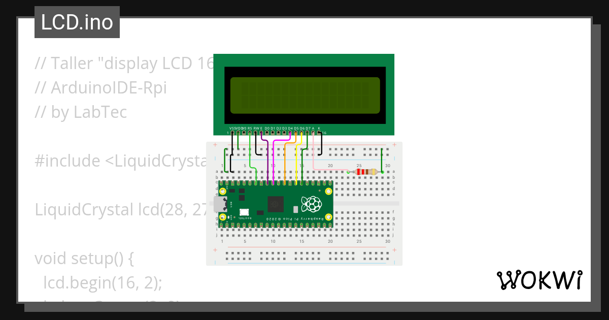 LCD16x2.ino - Wokwi ESP32, STM32, Arduino Simulator