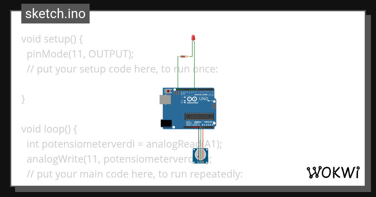 Potensio lys styrke - Wokwi ESP32, STM32, Arduino Simulator