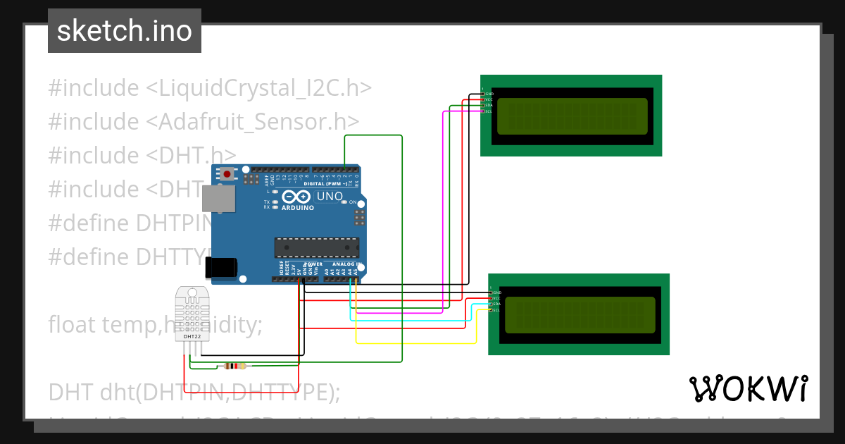 Publishing Sensor Reading to an LCD and other UNO Board - Wokwi ESP32, STM32, Arduino Simulator