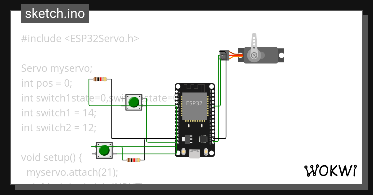 servo with switch - Wokwi ESP32, STM32, Arduino Simulator