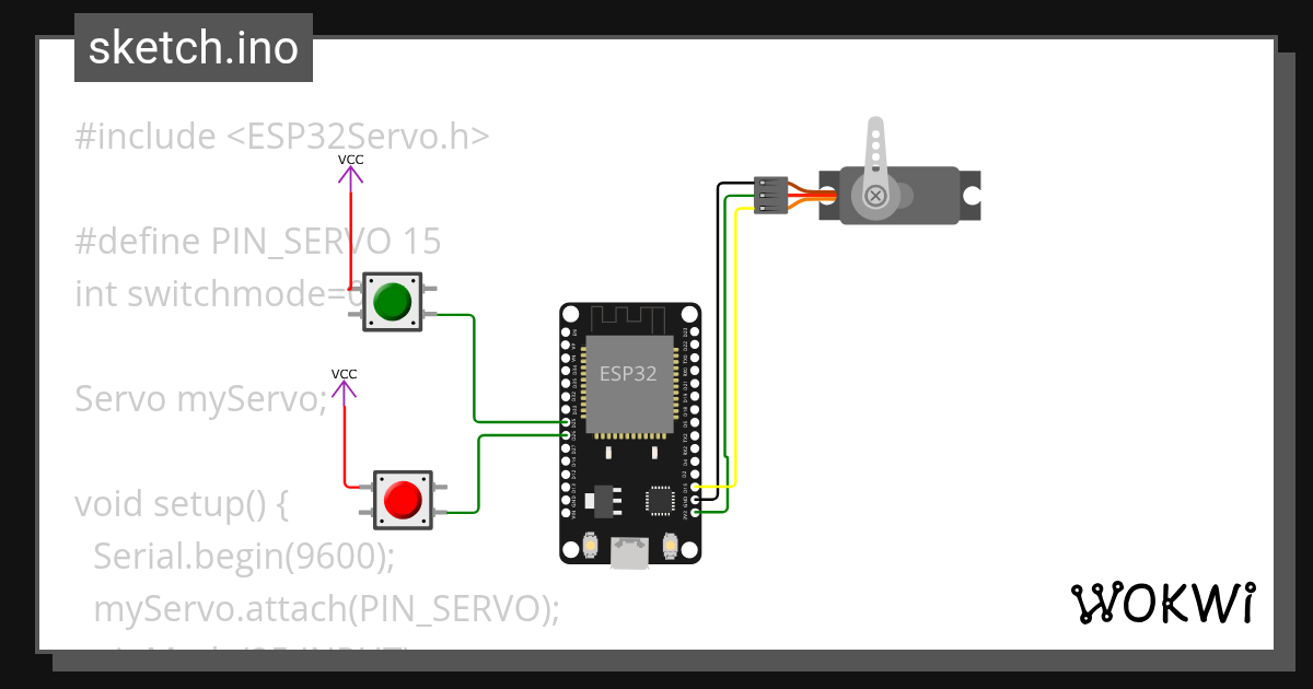 Servo Motor With Switch Wokwi Esp32 Stm32 Arduino Simulator