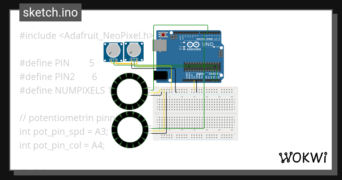 soveltava neopixel random - Wokwi ESP32, STM32, Arduino Simulator
