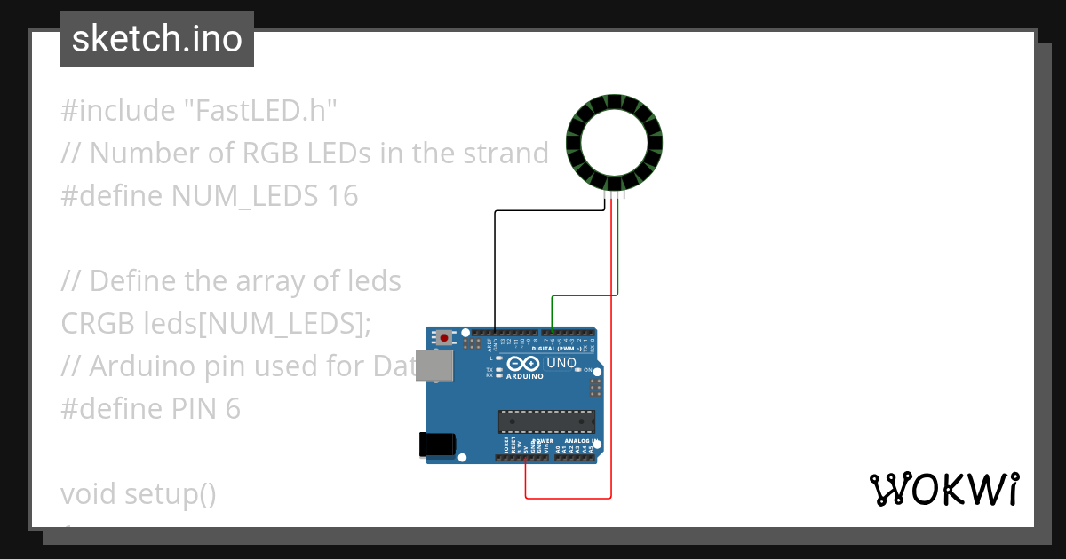 FastLED Ring Sample - Wokwi ESP32, STM32, Arduino Simulator