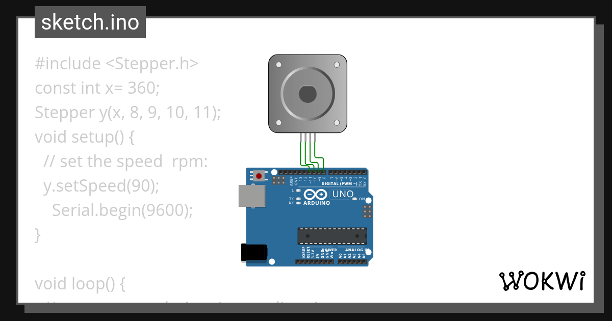 stepper motor - Wokwi ESP32, STM32, Arduino Simulator