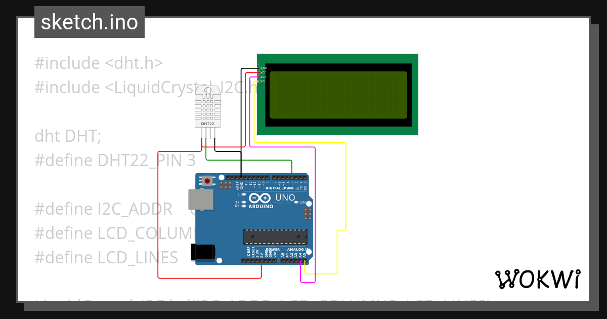 DHT22_LCD - Wokwi ESP32, STM32, Arduino Simulator